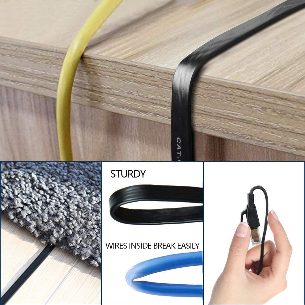 DEEGO Cat 8 Ethernet Cable 50 ft, High Speed Flat Network Cable Shielded, 40Gbps 2000MHz LAN Ethernet Cable U/FTP 30AWG with Gold Plated RJ45 Connector Fit Gaming, Router, Modem, PC, PS4, PS5