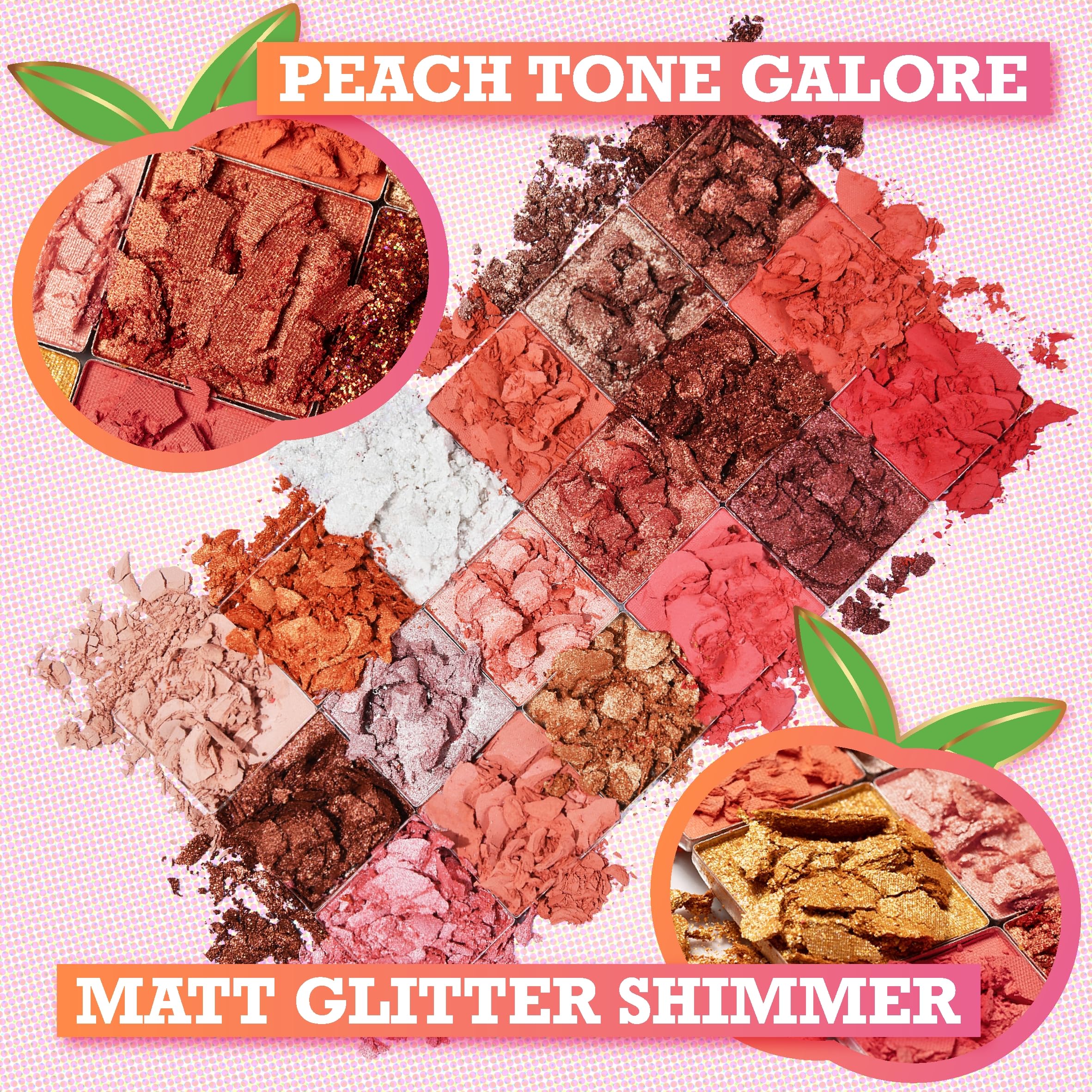 Tintark Peach Please 18 Colour Eyeshadow Palette for Beauty - Eyeshadow Cosmetics with Matte Metallic Sparkle Shimmer Pink & Highlighter Eye Makeup for Girls & Powder Eye Shadow Pallet