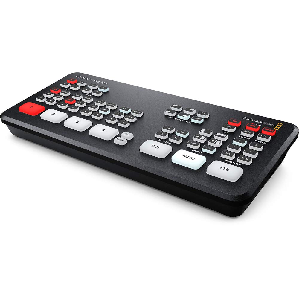 Blackmagic Design ATEM Mini Pro ISO HDMI Livestream Switcher with High-speed 6' HDMI Cable & 10-Pack Straps Bundle