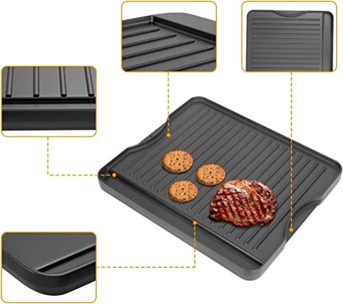 2-in-1 Reversible 14β x 16β Pre-Seasoned Cast Iron Cooking Griddle for Gas Stove/Charcoal/Electric/Propane/Gas Grill, Flat Griddle Top Plate for Camping Tailgating