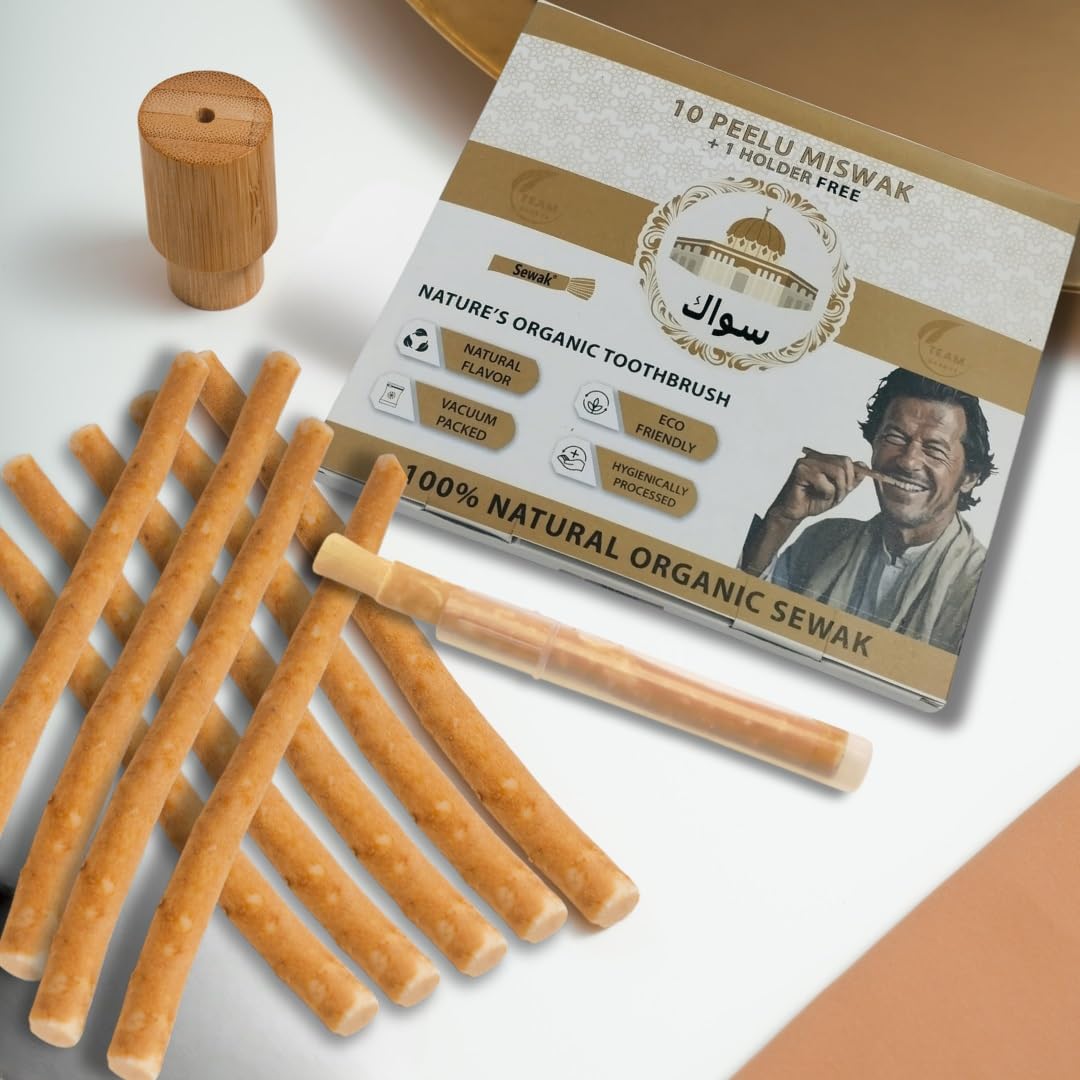 SEWAK Meswak Siwak Miswak Sticks Stick Al Muslim Natural Herbal Vacuum Sealed Arak Peelu Natural Brush Toothbrush (10 Tooth Stick)