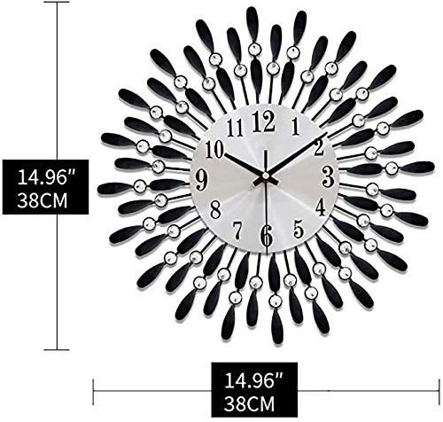Karetto Modern 14 inch Metal Wall Clock Silver Dial with Arabic,Non-Ticking Silent Digital Black Drop Clock Home Decor for Bedroom,bedrooms Kitchen and Small Areas Space
