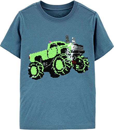 Toddler Baby Boys Monster Truck Shirts Flip Sequins Tees Short Sleeve Kids Fashion Tops for 2t 3T