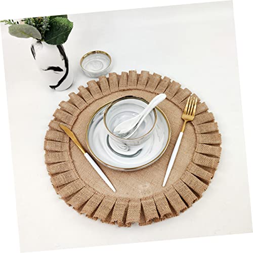 Alipis 2pcs Burlap Placemat Woven Placemat Desk Mat for Desktop Individuales para Mesa De Hot Dish Holder Table Pot Mat Coffee Cup Coaster Jute Rustic Place Mats Placemats