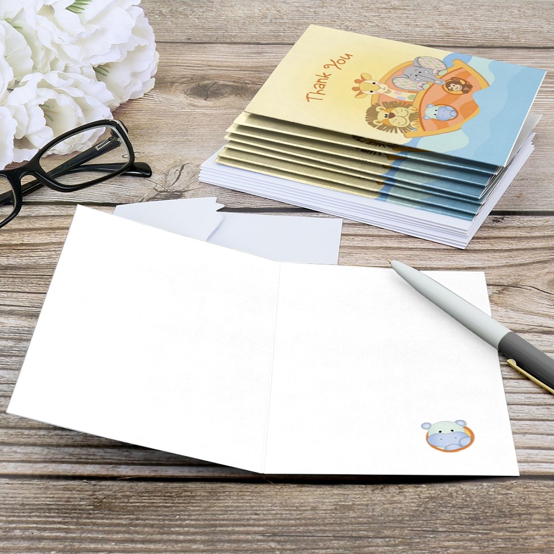 Big Dot of Happiness Noah's Ark - Baby Shower Thank You Cards (8 count)