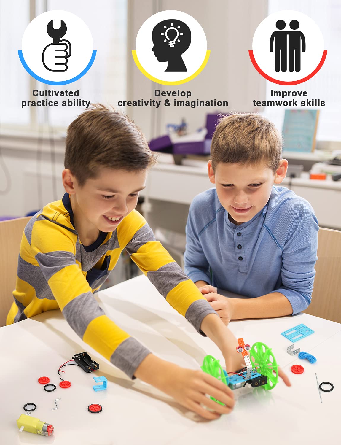 5 Set STEM Kit, Robot Building Kit, STEM Projects for Kids Age 8-12, DIY Electronic Science Experiments Engineering Toys,Gift for Boys and Girls 8 9 10 11 12 Year Old