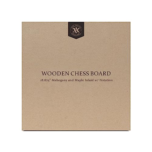 A&A 18.875" Professional Wooden Tournament Chess Board/Mahogany & Maple Inlaid /2.0" Squares w/Notation