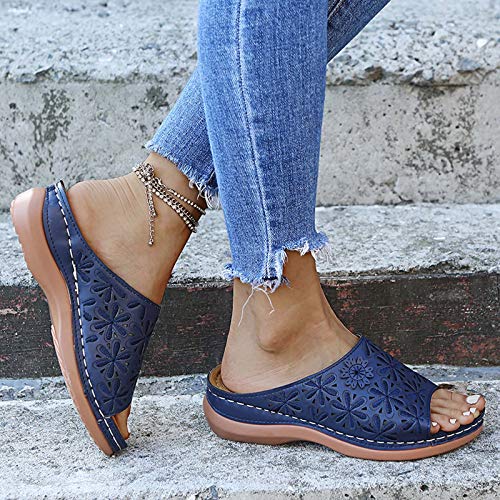 justHIGH Women's Open Toe Classic Roman Style Sandals Stretch Flatform Slide Sandal