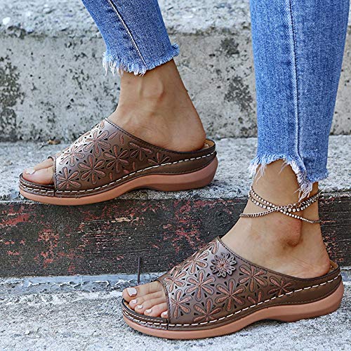 justHIGH Women's Open Toe Classic Roman Style Sandals Stretch Flatform Slide Sandal
