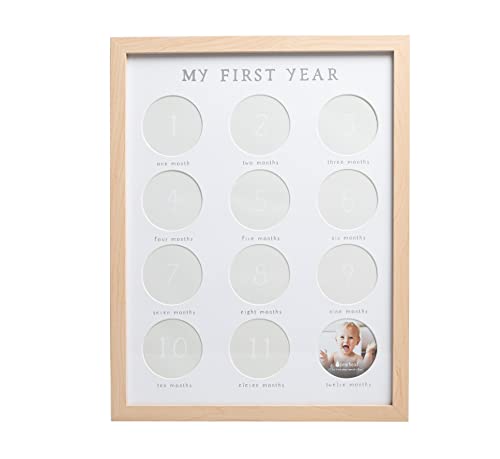 Pearhead Baby's First Year Photo Frame, Monthly Growth Baby Picture Frame, Gender-Neutral Baby Frame, Wooden