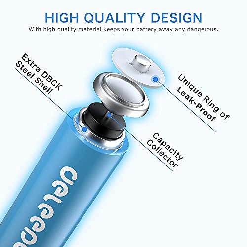 Deleepow AA Rechargeable Batteries NiMH, 3300mAh High Capacity Pre-Charged Double A Battery, 1.2V Low Self Discharge, Pack of 8