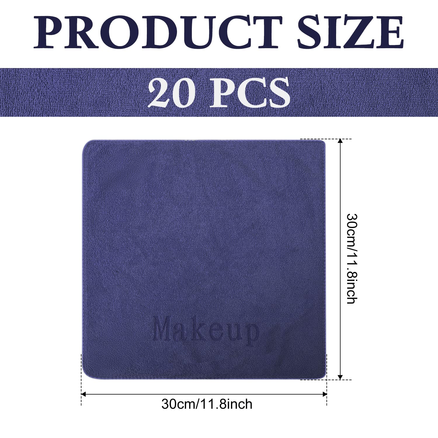 20pcs Makeup Towels, Microfiber Face Washcloth 12x12in Makeup Remover Wash Cloth Soft for Women Skin Cleaning (Gray)