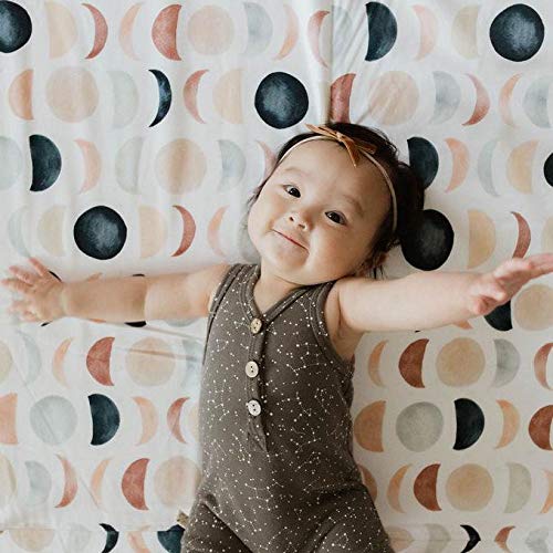 Toki Mats | Waterproof Cover Included Organic Mega Play Mat 55 Inches x 55 Inches | Lunar Phases |Padded Play Mat with Included Cotton Removable Washable Cover