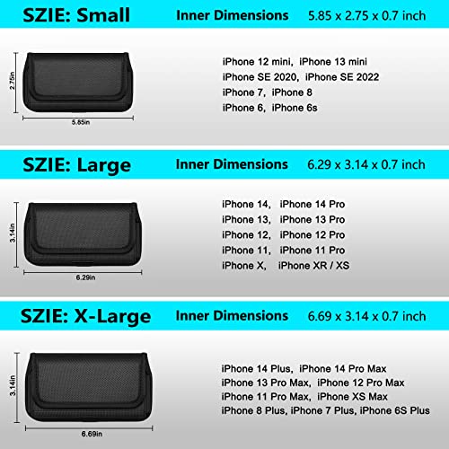 ykooe Rugged Nylon Holster for iPhone 11 Pro Max, 12 Pro Max, 13 Pro Max, 14 Pro Max, 14 Plus, XS Max, 7 Plus, 8 Plus Cell Phone Belt Holder for Men (Fits Phone with Slim Protective Case on), XL