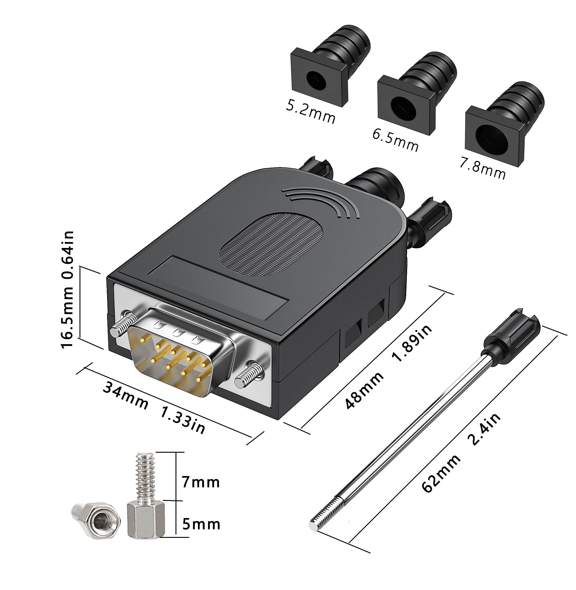 JUXINICE 2Packs DB9 Serial Adapters No Soldering Needed. D-SUB 9-pin RS232 RS485 Adapter to Terminal Connector Signal Module with Bolts Nuts and Screwdriver (1PCS Male+1PCS Female)