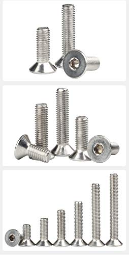 Guard4U 300Pcs Metric M2 304 Stainless Steel Flat/Countersunk Head Hex Socket Cap Bolts Screws Nuts Assortment Kit- M2x 4mm/ 6mm/ 8mm/ 10mm/ 12mm/ 14mm/ 16mm/ 18mm/ 20mm
