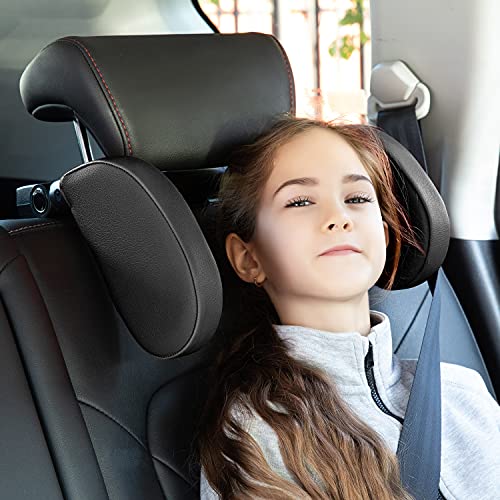 JZCreater Car Headrest Pillow, 360° Adjustable Sleeping Headrest for Car Seat, U Shape Head Neck Support Rest Pillows for Kids Adults Travel, Black