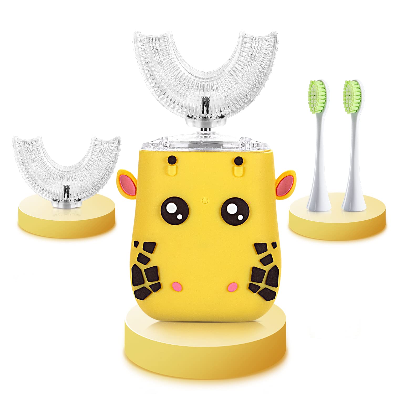 EW East Water Kids Electric Toothbrushes, Toddler Electric U Shaped Toothbrush, Kids Automatic Toothbrush with 5 Ultrasonic Cleaning Modes, Rechargeable Kids Electric Toothbrushes