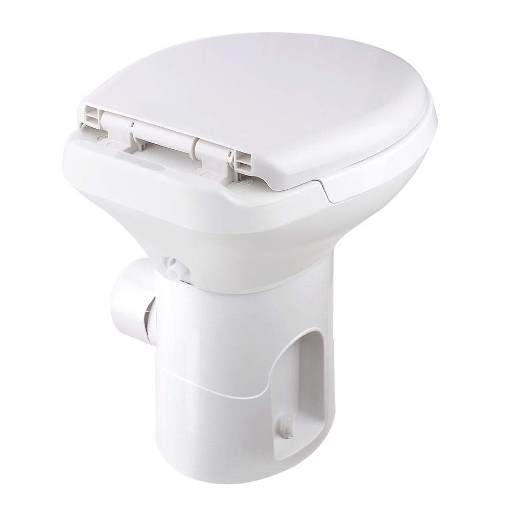 20" RV Camper Toilet Gravity Flush Toilet Foot Pedal White HDPE for Home Caravan Travel Camping