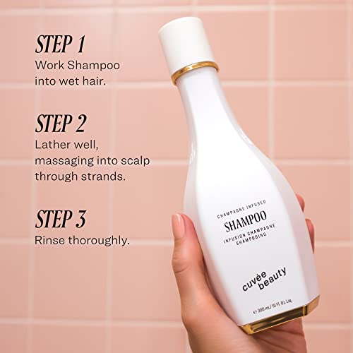 Cuvee Shampoo - 10 fl oz - Cleanses, Fortifies & Protects Hair - Includes Vitamin B & Panthenol - Champagne-Infused Formula with Resveratrol & Ceramides - Color Safe