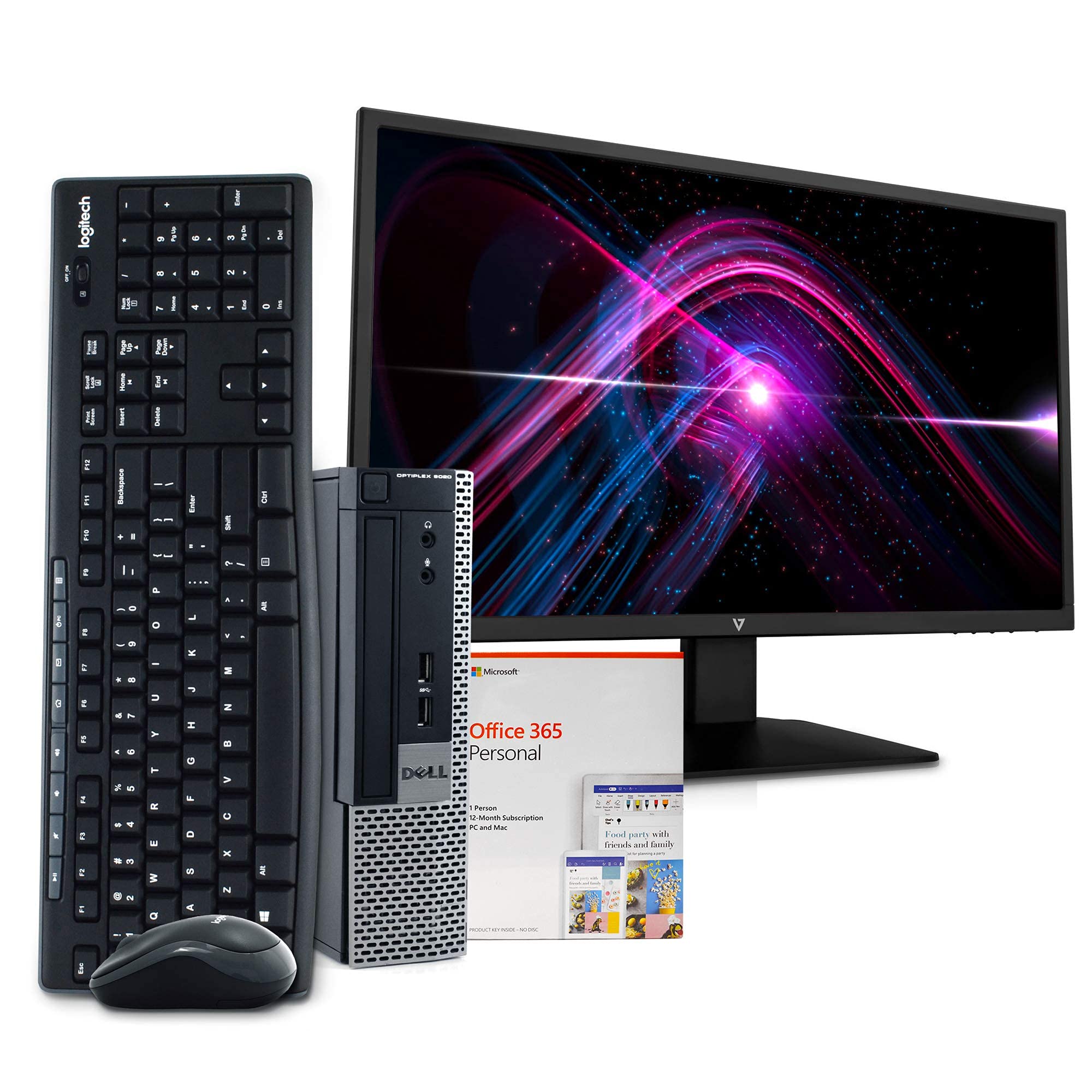 Dell 9020 Desktop Computer PC, Intel i5, 8GB RAM, 256GB SSD, Windows 10, New 24" Monitor, Microsoft Office 365 Personal, Wireless Keyboard & Mouse, New 16GB Flash Drive (Renewed)