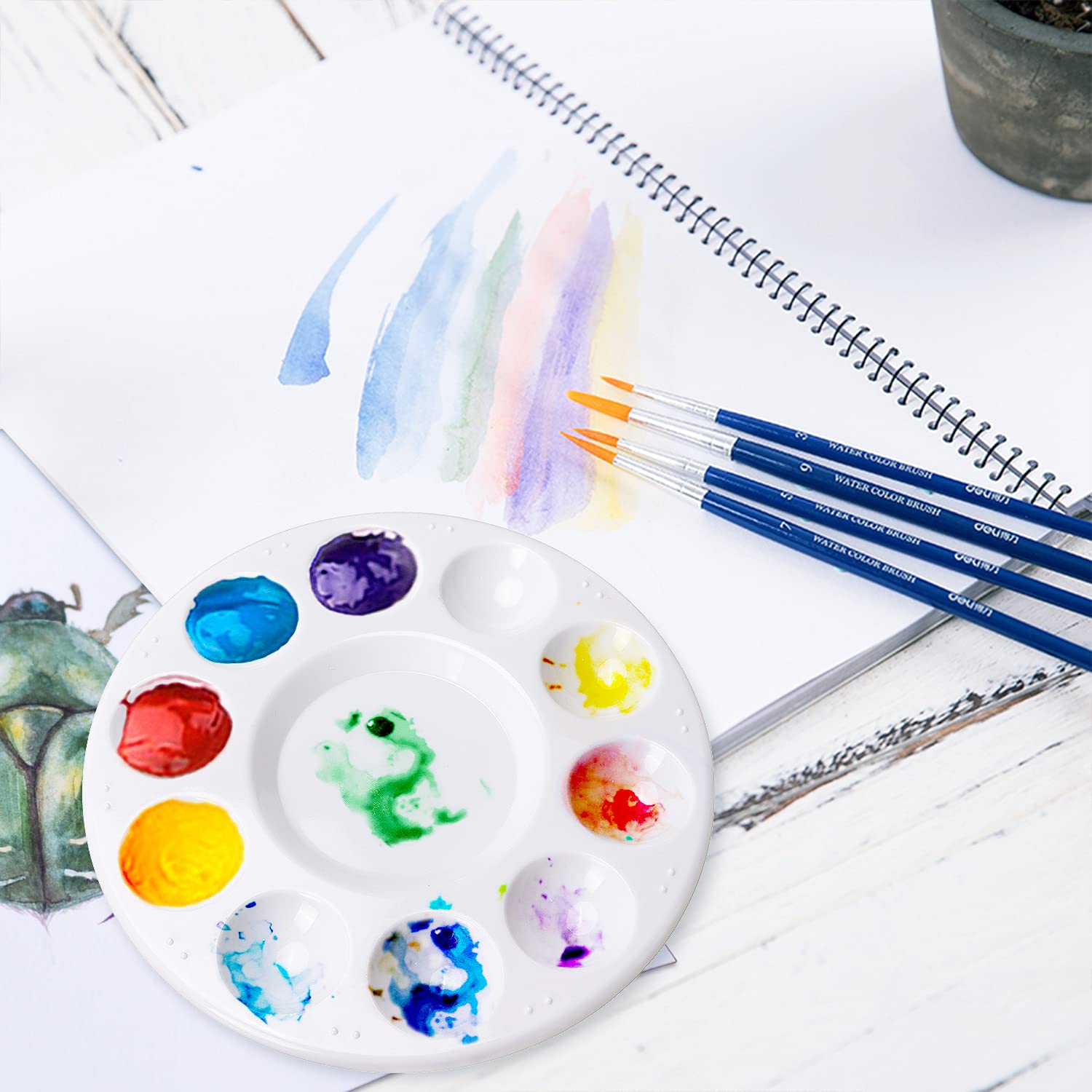 6 Pack Paint Tray Palettes, Plastic Paint Pallet for Kids Art Painting Palette for Painting or DIY Craft Class, White