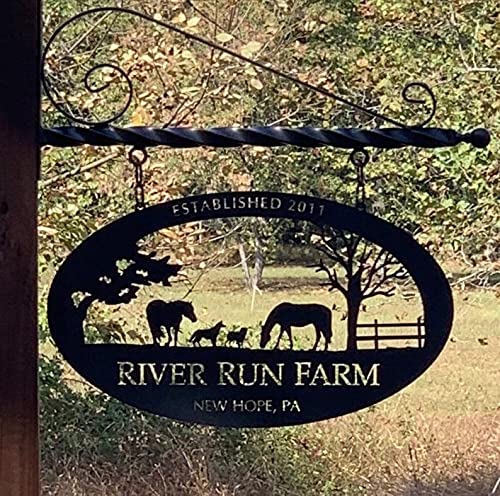 AFdecor Metal Wall Personalized Farmer Horse Dog and Cat Metal Sign Farmhouse Wall Art Gift for Dad Art Home Wall Decor Hanging for Outdoor Home Décor Afcultures Metal Wall Art, 24 x 24 in