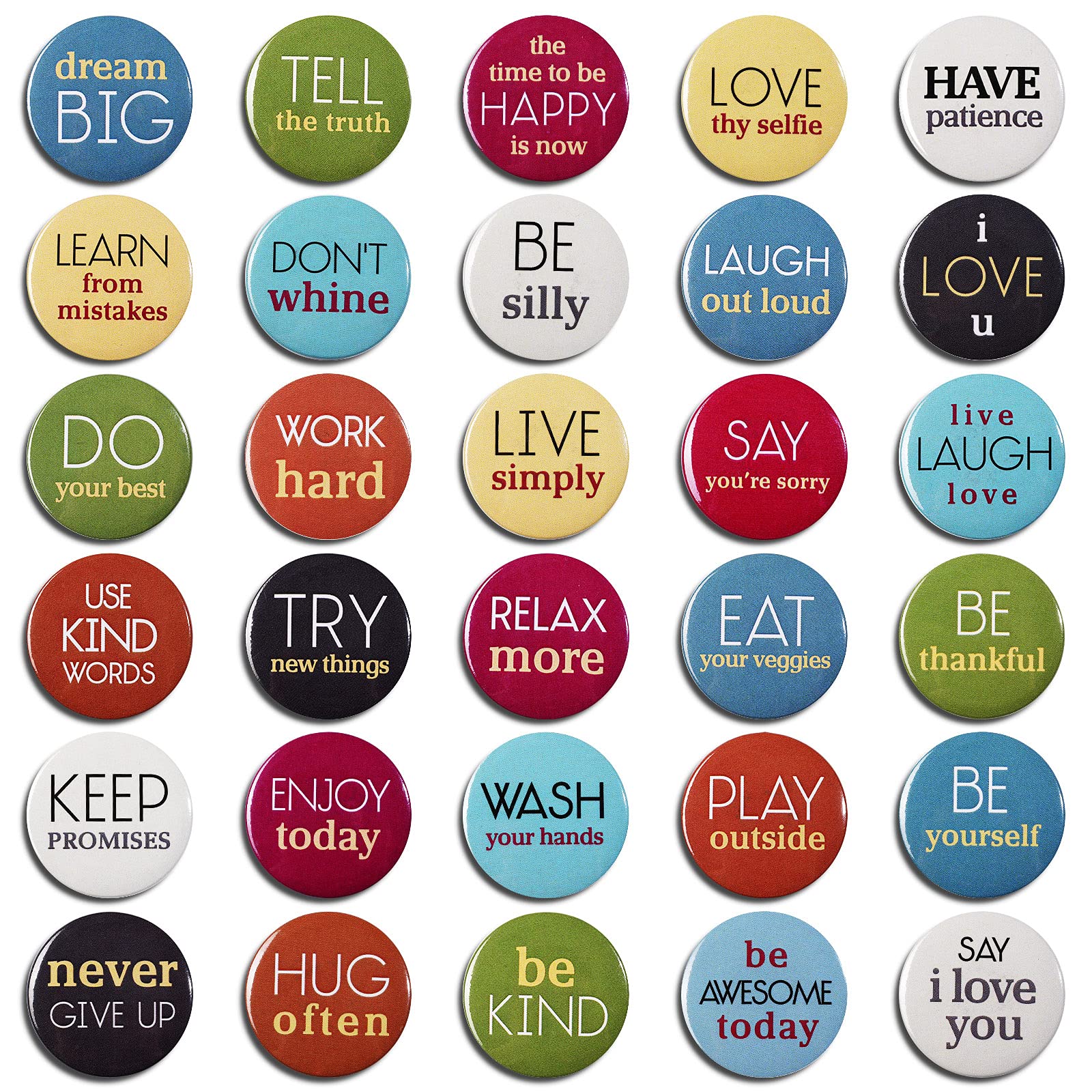30 Pieces Motivational Round Fridge Magnets Inspirational Round Quote Magnets Positive Saying Round Magnets Funny Colorful Motivation Magnets for Classroom Office Home Decor