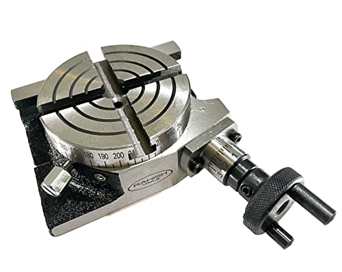 3" inches (75mm) 4 slots Horizontal and Vertical (H/V) Rotary Table with 65mm 3 Jaws Self Centering Chuck with Back Plate and T-nuts for Milling Engineering Tools
