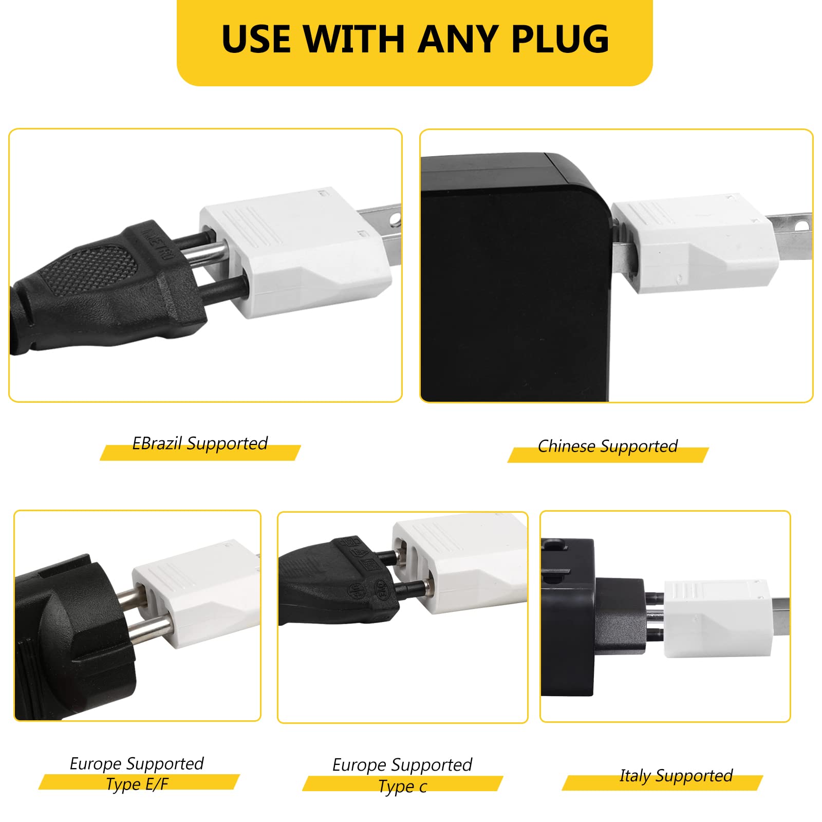 6 Pack European to US Plug Adapter, Travel Small European to American Outlet Plug Adapter, European Plug Adapter to USA Power Converter (White)