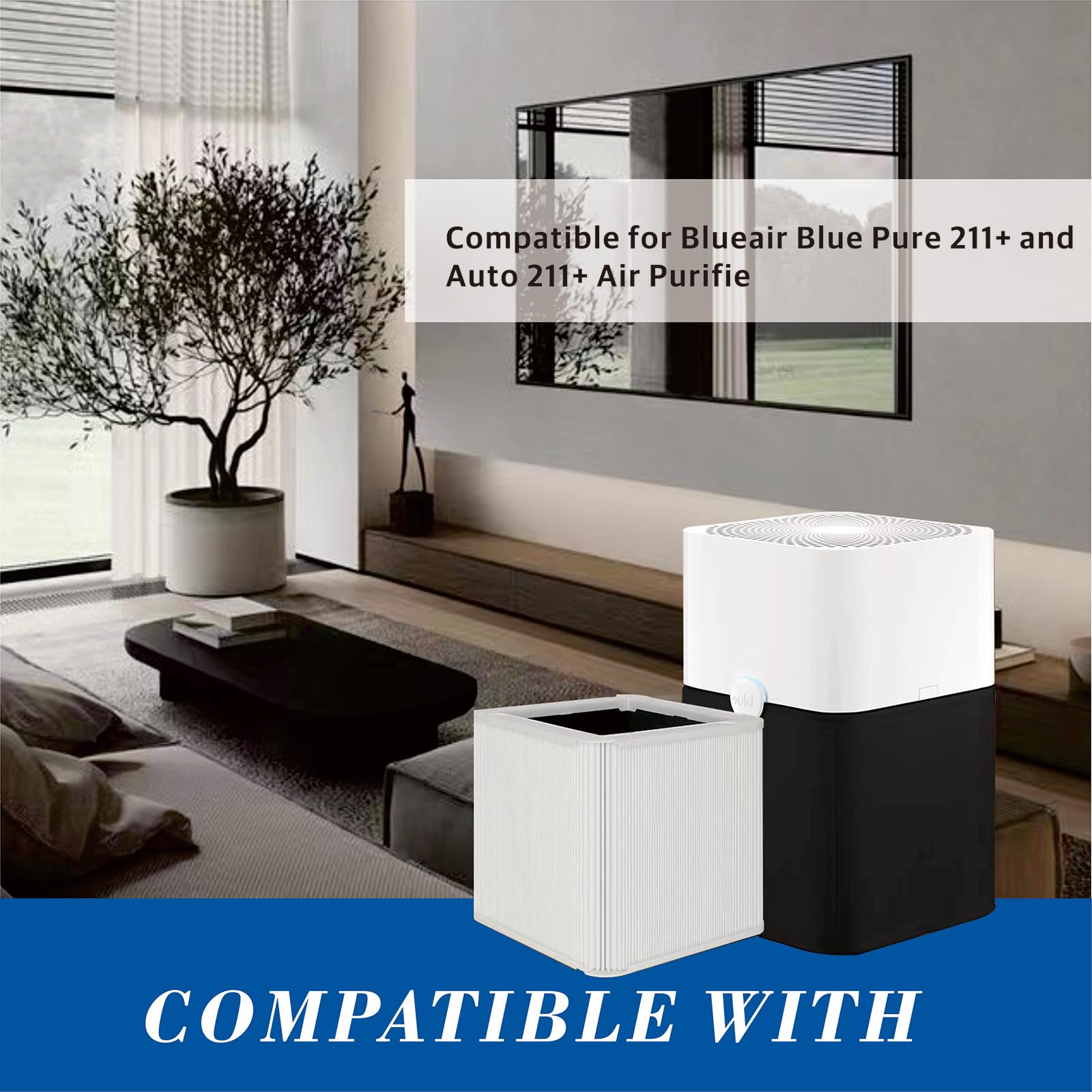 2 Pack 211+ Replacement Filter Compatible with Blueair Blue Pure 211+ and Max Air Purifier, Foldable Particle and Activated Carbon Filter