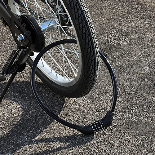 2 PACK Bike Locks Cable,Anti Theft Bicycle Lock Chain,4 Digit Security Resettable Bike Combination Lock Self Coiling Combination Cable Combo Bike Locks Without Mounting Bracket,2 Feetx1/2 Inch (Black)