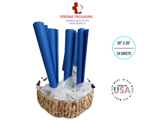 Dark Blue Tissue Paper Squares, Bulk 24 Sheets, Premium Gift Wrap and Art Supplies for Birthdays, Holidays, or Presents by Feronia packaging, Large 20 Inch x 26 Inch