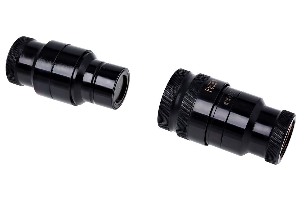 Alphacool 17370 Eiszapfen HF Quick Release Connector kit G3/8 Inner Thread with reducing Nipple G1/4 - deep Black Water Cooling Fittings
