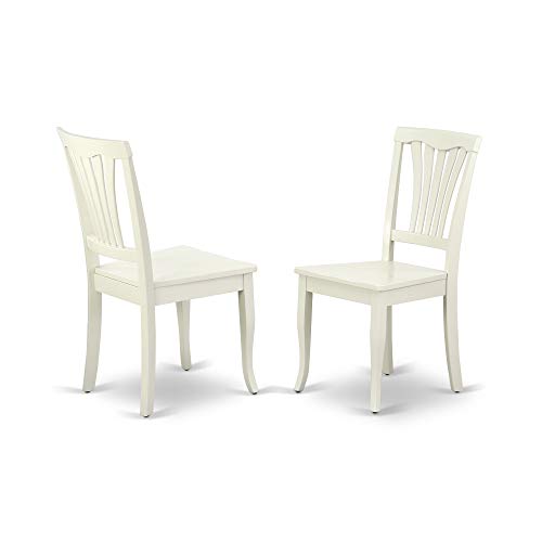 East West Furniture VAAV7-LWH-W 7Pc Dinette Set Includes a 59/76.4 Inch Oval Table with Butterfly Leaf and 6 Wood Seat Dining Chairs, Linen White Finish