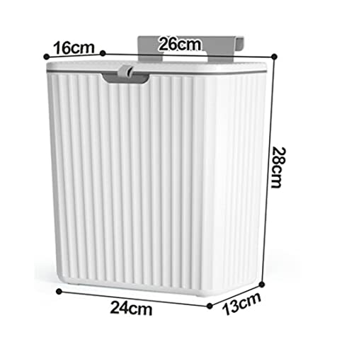2.4 Gal Hanging Trash Can for Kitchen Cabinet Door with Slide Open Lid, Wall Mounted Plastic Garbage Bin for Kitchen Under Sink, Bathroom, Cupboard, Bedroom, Office, Camping