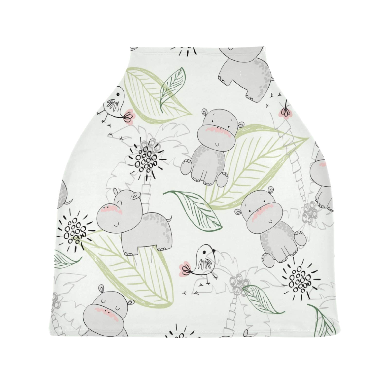 Nursing Cover Breastfeeding Scarf Leaves and Hippos- Baby Car Seat Covers, Stroller Cover, Carseat Canopy(8rh3a1)