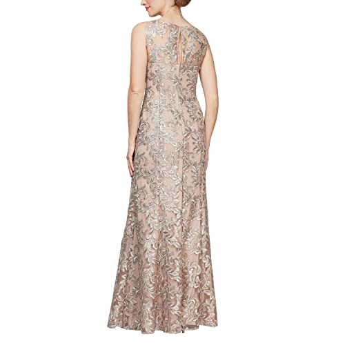 Alex Evenings Women's Petite Long Sleeveless Dress with Shawl, Champagne, 8P