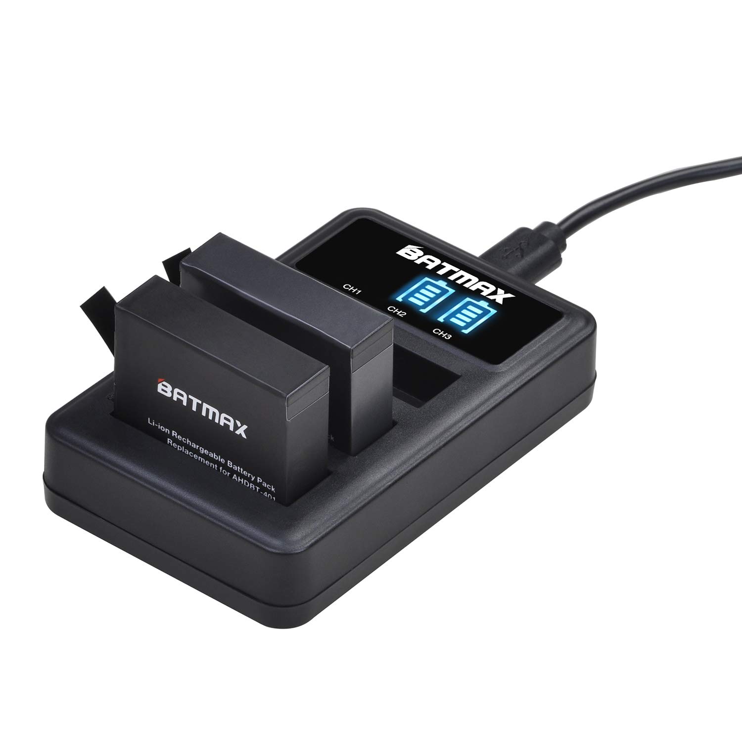 Batmax 3Packs AHDBT-401 1680mAh Battery + LED 3Slots USB Charger for Gopro Hero 4 Battery Go Pro Hero4 AHBBP-401 Action Camera Accessories