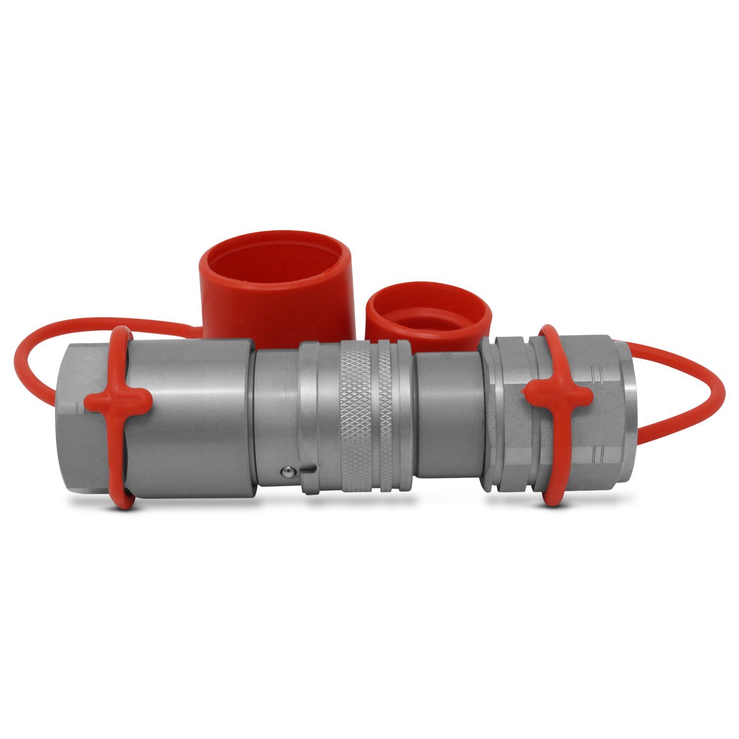 3/4" NPT Skid Steer Flat Face Hydraulic Quick Connect Couplers/Couplings Set w/Dust Caps