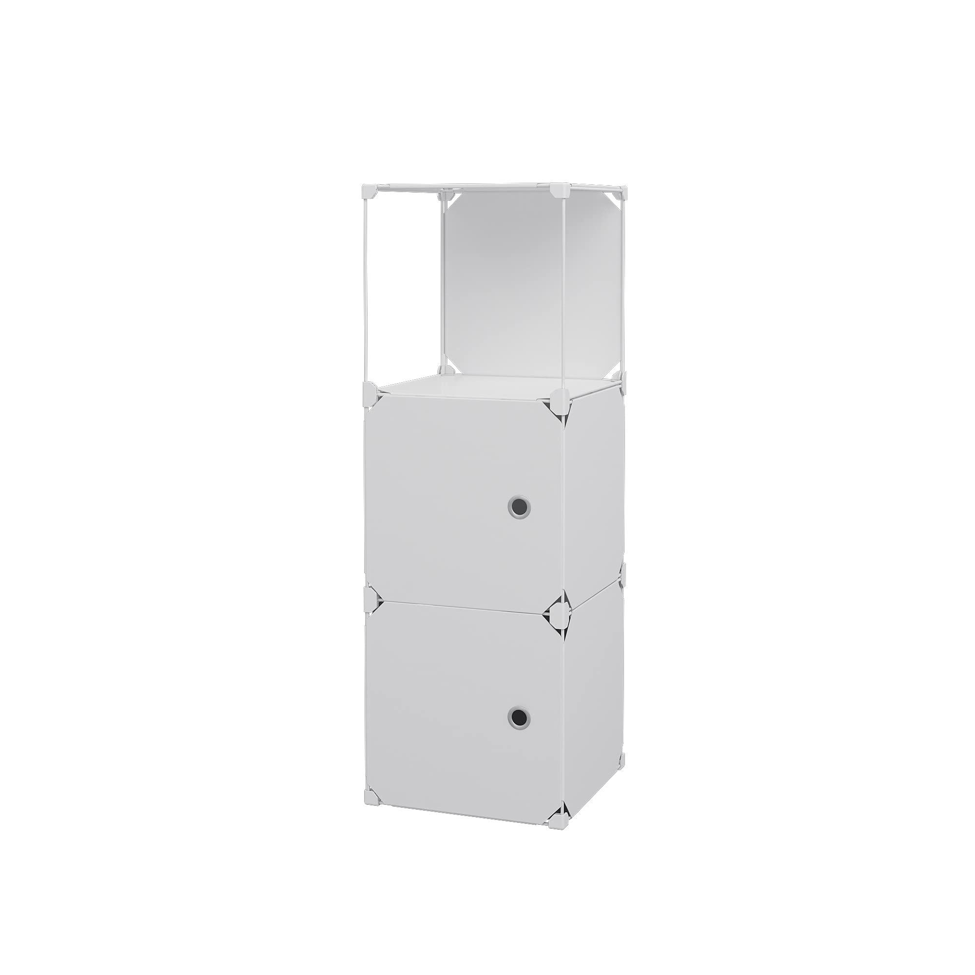 Aetic 3 Tier Cube Storage Storage Bathroom Storage Cabinet Bathroon Organizer Free Standing Side Storage Cubes with Doors 3 Cube White