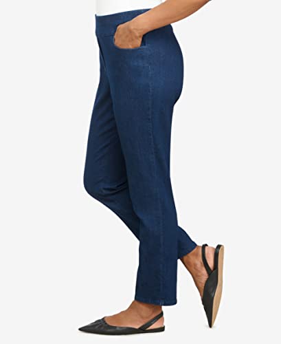 Alfred Dunner Womens Petite Super Stretch Mid-Rise Short Length Pant, Dark Denim, 6P