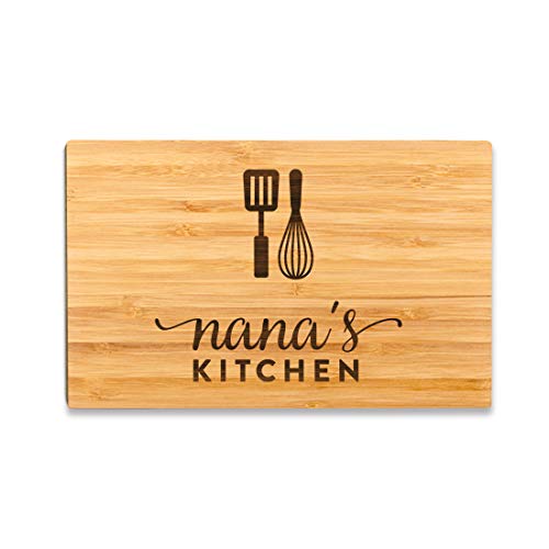 Andaz Press Laser Engraved Small Bamboo Wood Cutting Board, 9.5 x 6-inch, Nana's Kitchen, 1-Pack, Christmas Birthday Mother's Day Gift Present Ideas for Grandma Grandmother Nana