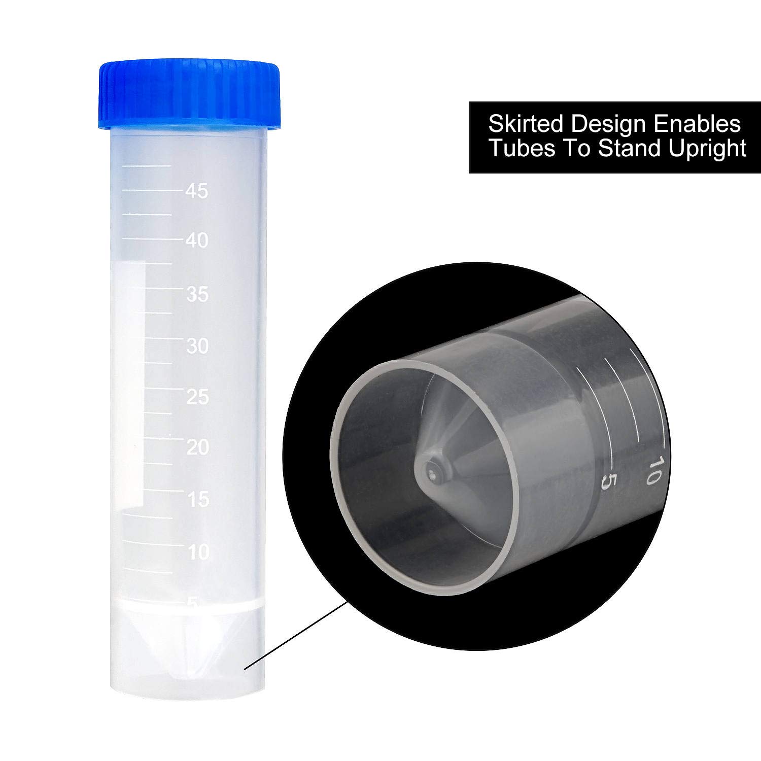 50ml Plastic Centrifuge Tubes with Screw Cap, CertBuy 50 Pack Self-Standing Plastic 50ml Test Tube Polypropylene Conical Tubes with Cap, Graduated Marks