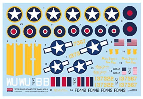 Academy 1/48 US Army Air Force P-51 Mustang North African Front Plastic Model 12338