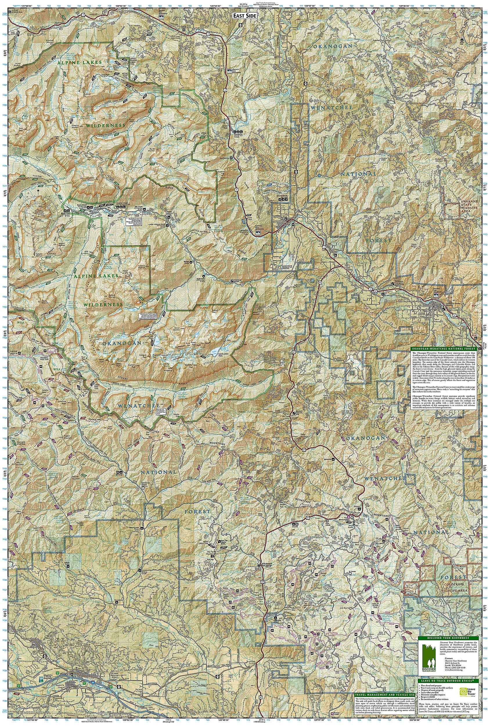 Alpine Lakes Wilderness Map [Mt. Baker-Snoqualmie and Okanogan-Wenatchee National Forests] (National Geographic Trails Illustrated Map, 825)