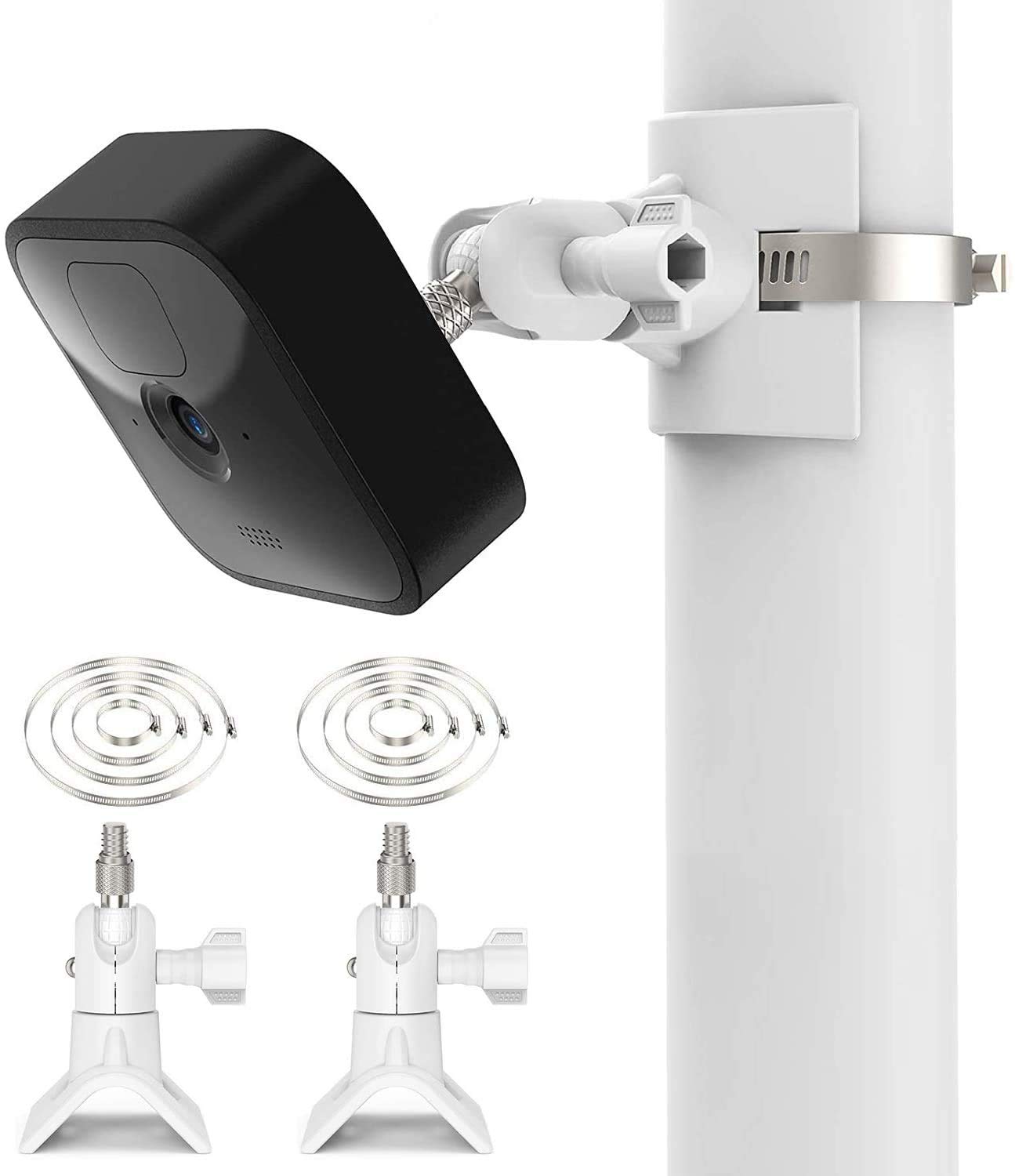 Blink Camera Pole Mounting Bracket, Lyeiaa All-New Blink Outdoor Blink XT2 Wall Mount Bracket Holder, Applicable Pipe Diameter Size 1.18-7.87 inch (30mm-200mm) (2 Pack-White)