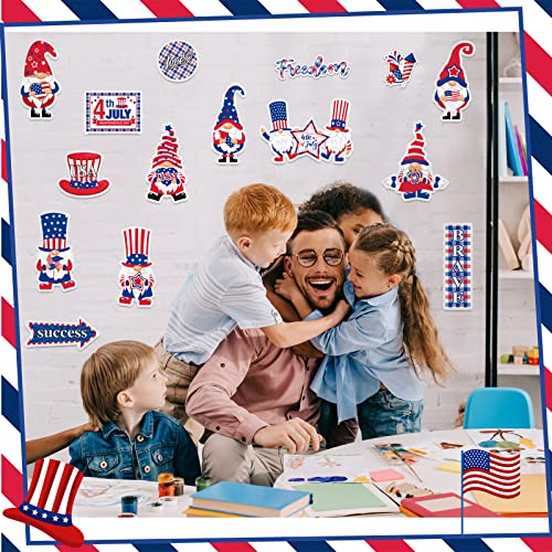 45 Pieces 4th of July Gnomes Bulletin Board Cut Outs Set Patriotic Independence Day Paper Decor Bulletin Board Cutouts Memorial Day Decor for Farmhouse Home Classroom Party