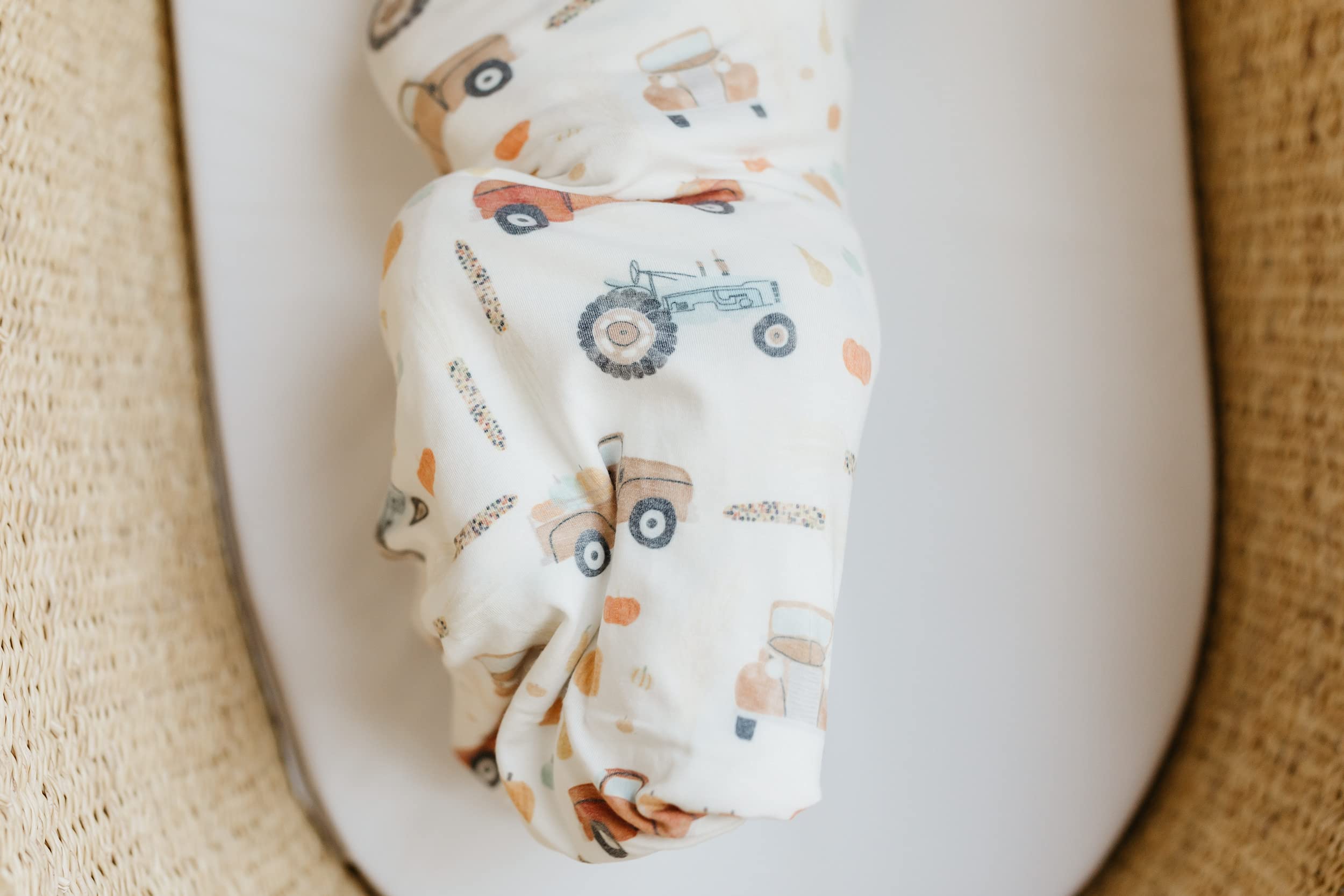 Large Premium Knit Baby Swaddle Receiving Blanket"Hayride" by Copper Pearl