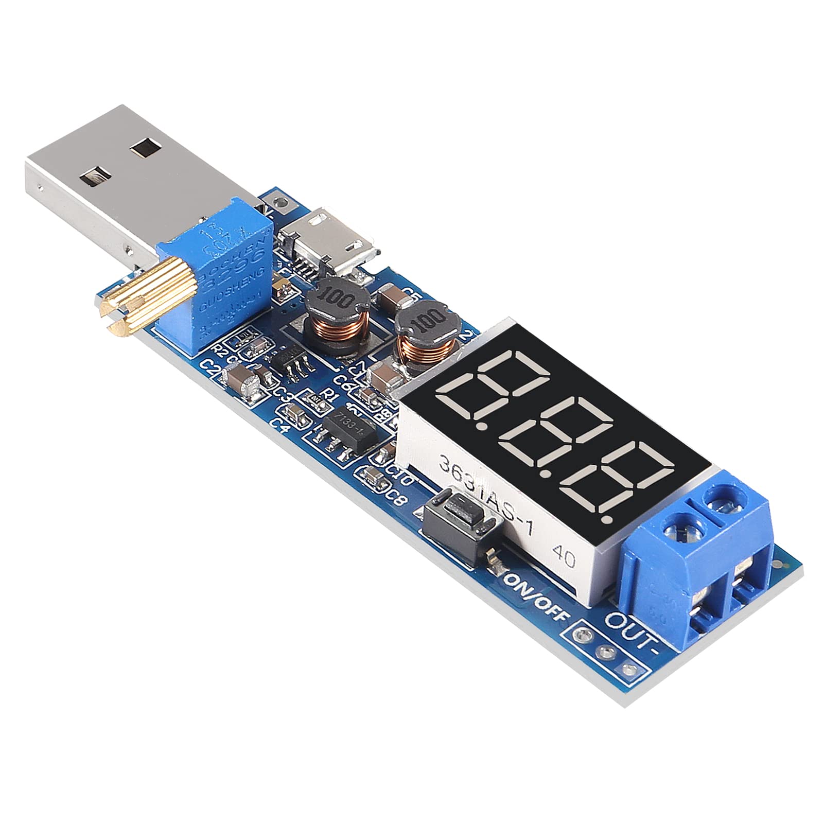 2PCS USB Step UP/Down Power Supply Module, Adjustable DC-DC 5V to 3.5V / 12V Boost Buck Converter Out DC 1.2V-24V